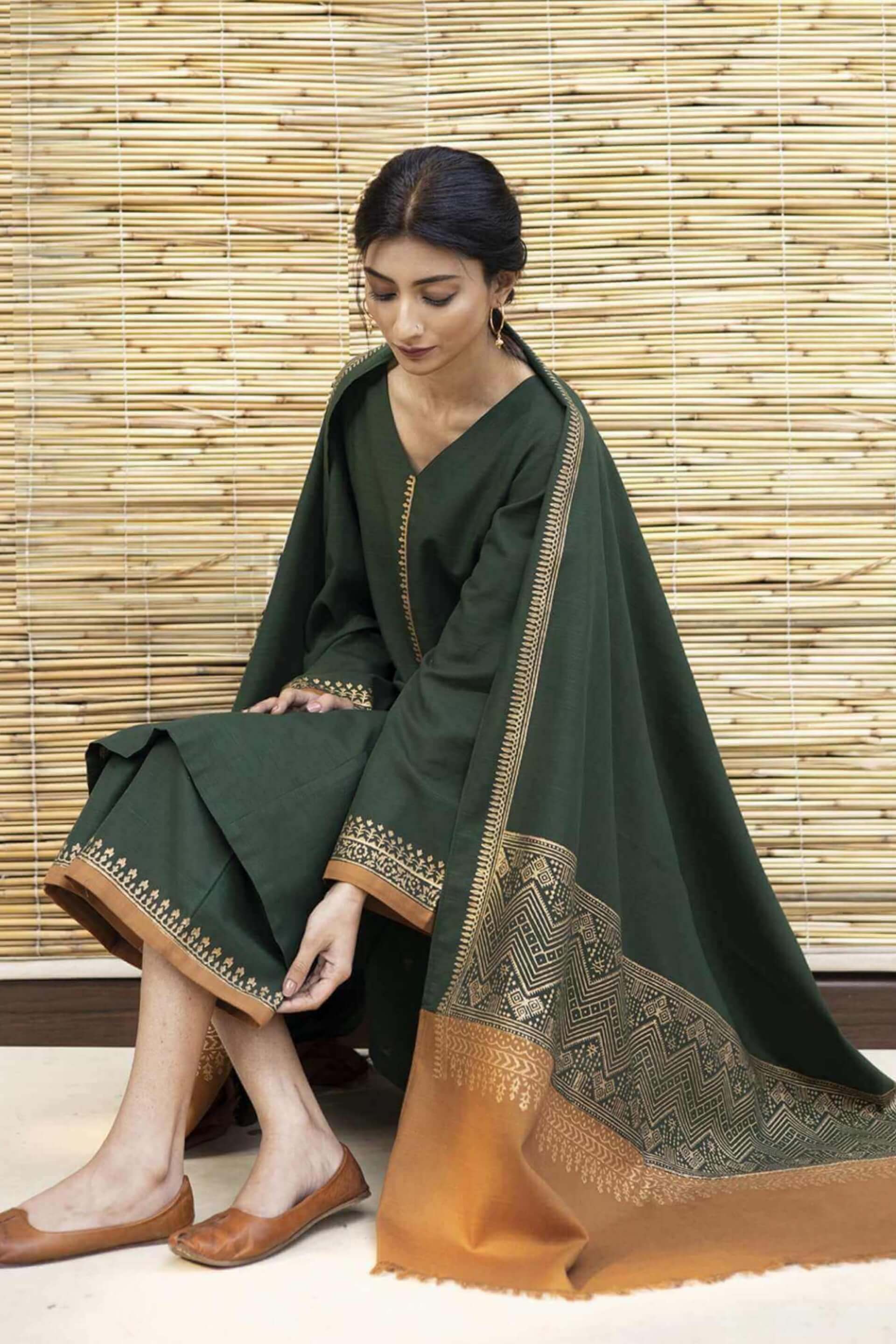 Heavy Embroidered Dhanak Dress | Turbolight Dhanak Sale Up to 50% Off