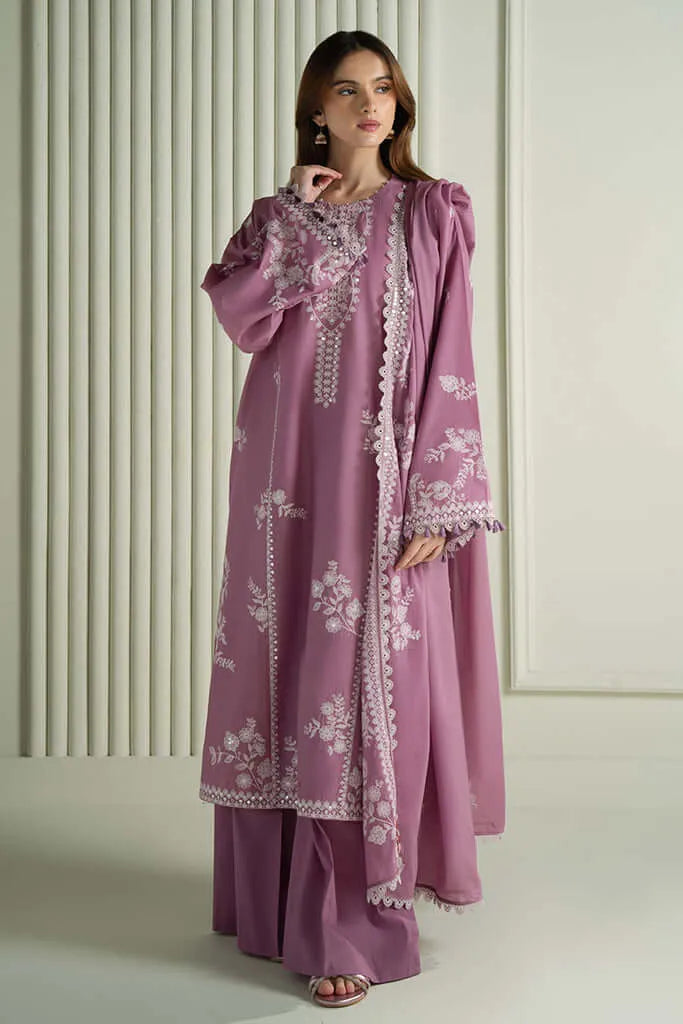 3 Piece Unstitched Heavy Embroidered Dhanak Suit with Four Sided Embro ...